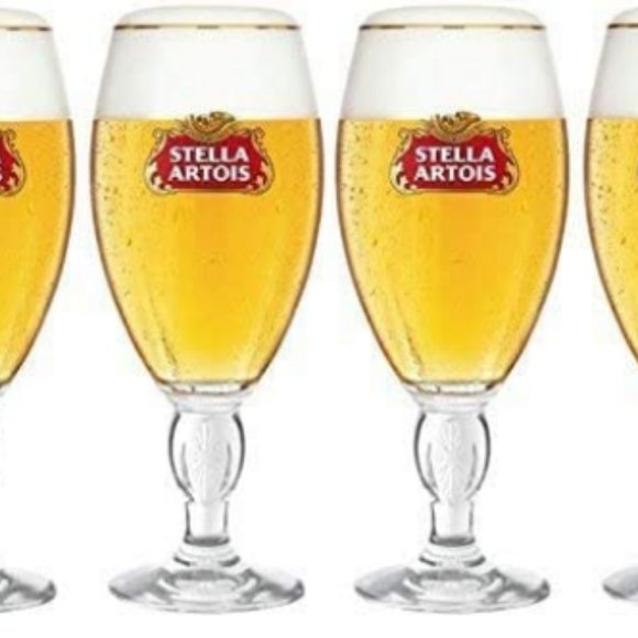 Stella Artois Dining Stella Artois Set Of 4 Beer Chalice Glasses 33cl Poshmark